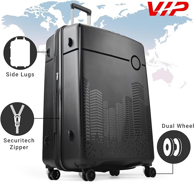 VIP CityScape Black 8 Wheel Hard Luggage Cabin 55cm GrandStores vip-cityscape-black-8-wheel-hard-luggage-cabin-55cm-grandstores