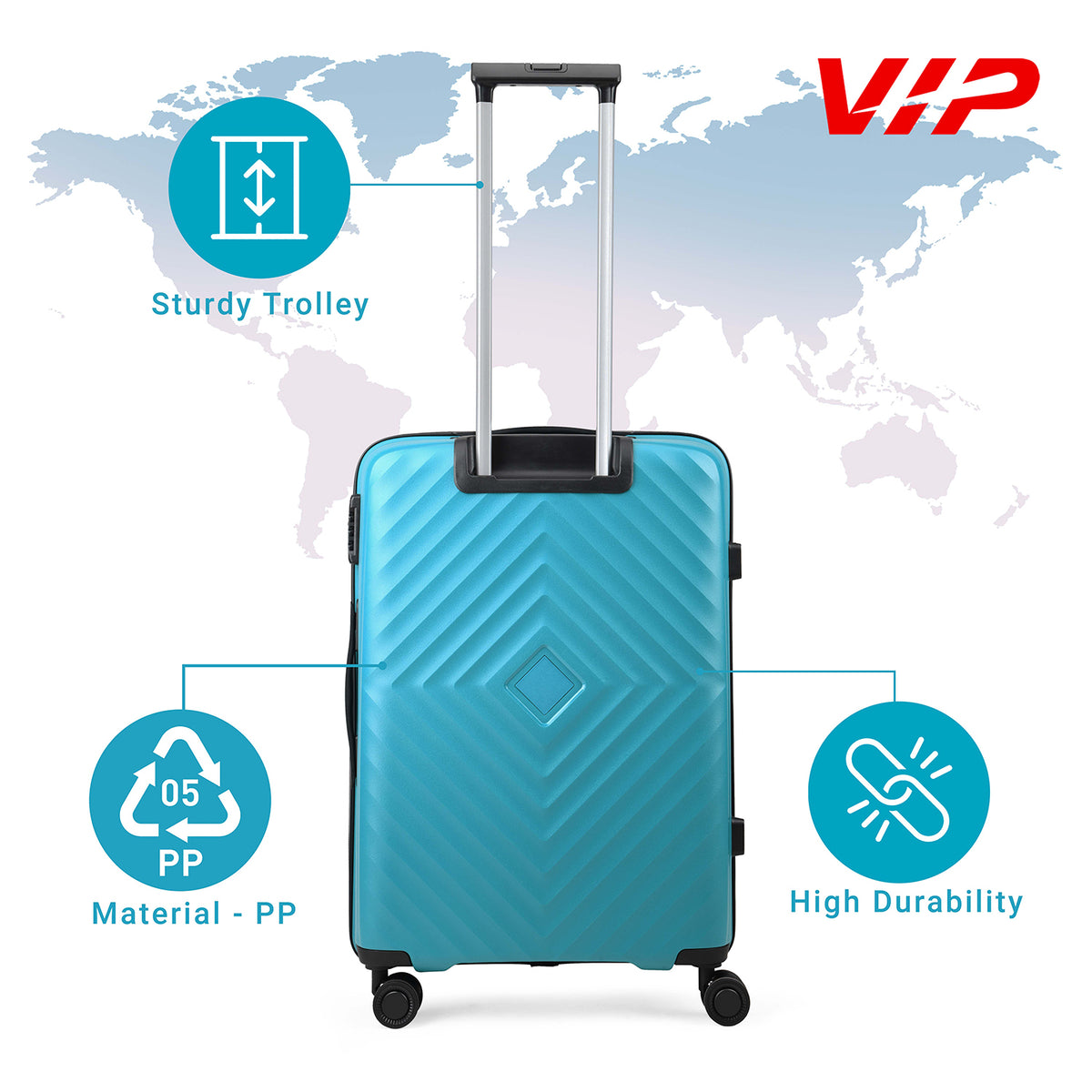 VIP Unisex Quad Medium 26" Hard Shell Spinner Luggage – Ice Blue ...