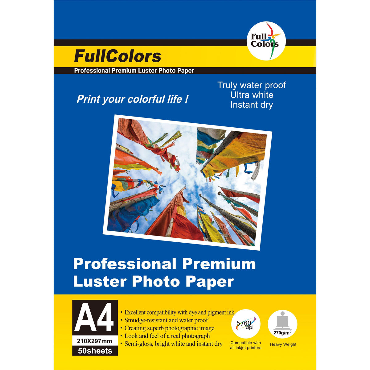 Full colors A4 (210x297mm) professional premium luster inkjet photo pa ...